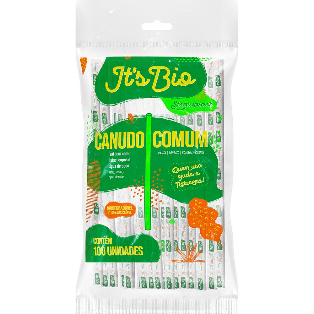 Canudo It's Bio Comum 5mm Sachê Individual Papel Transparente 100 ...