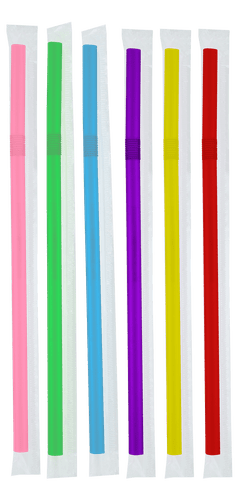 Canudo Flexível Shake 8mm Sachê Individual misto 100 unidades - Strawplast