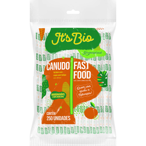 Canudo It's Bio Fast Food 6mm Sachê Individual Papel Transparente 250 ...